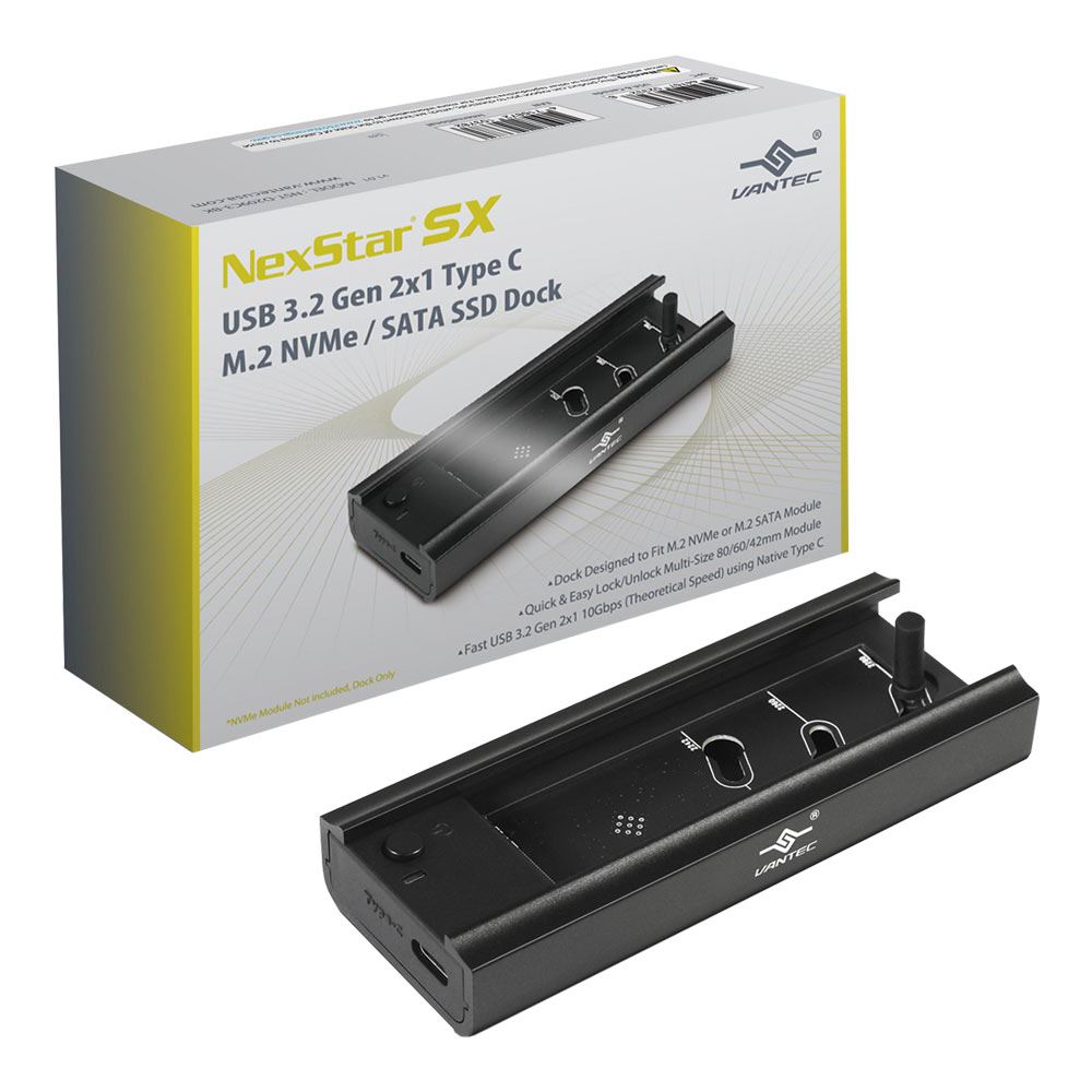 Vantec NexStar SX USB 3.2 Gen 2 Type C M.2 NVMe/SATA SSD Dock - Micro ...