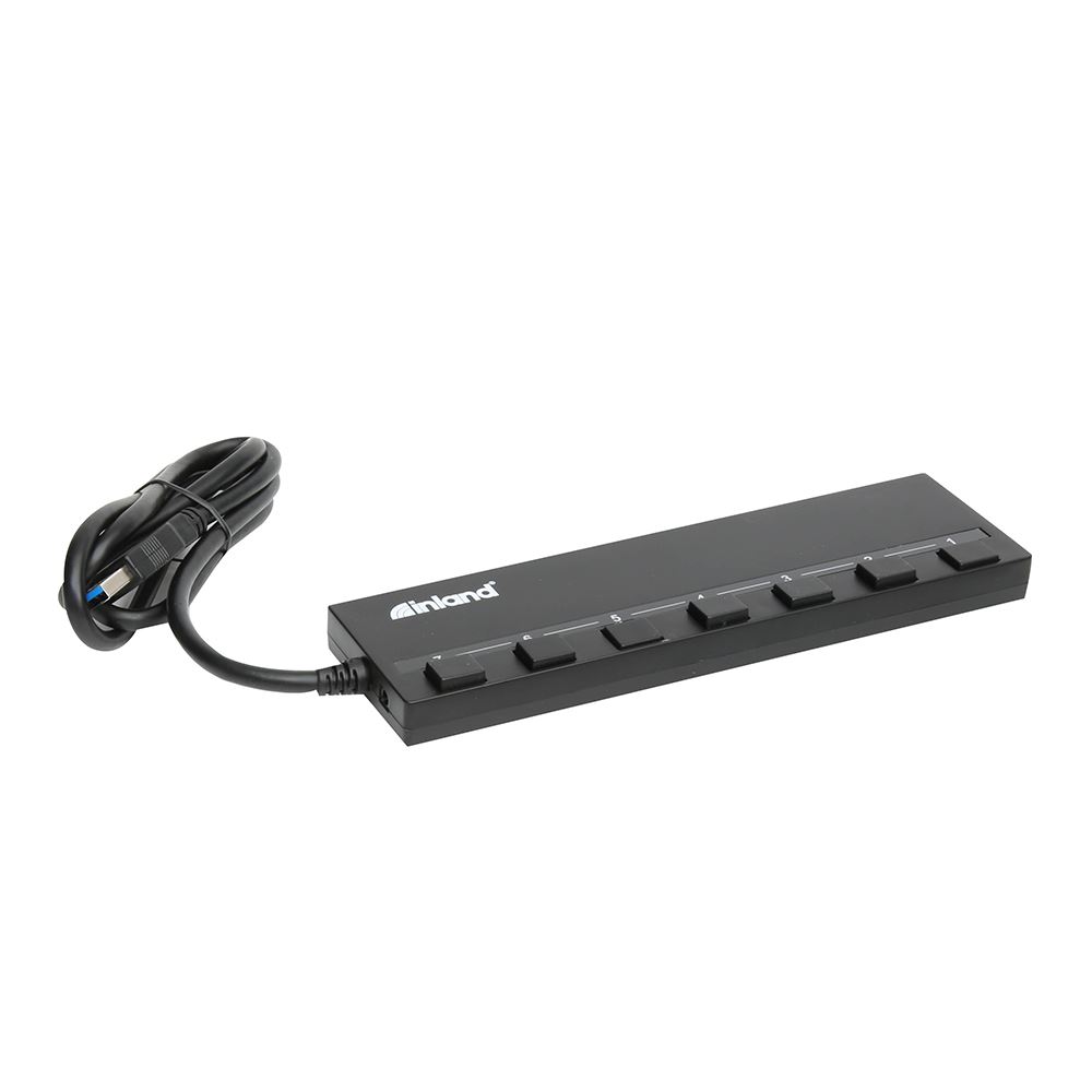 Inland 7 Port USB 3.0 Hub - Black - Micro Center