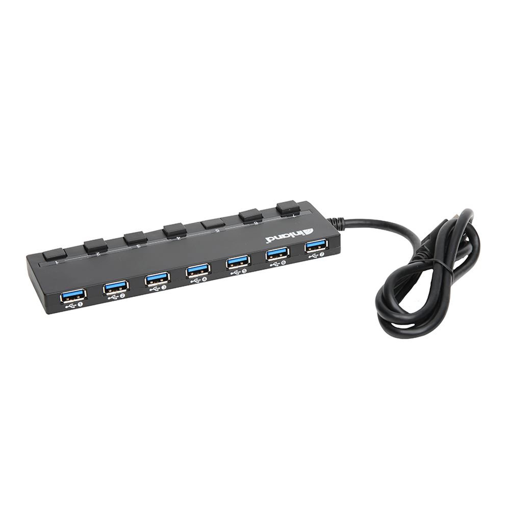 Inland 7 Port USB 3.0 Hub - Black - Micro Center
