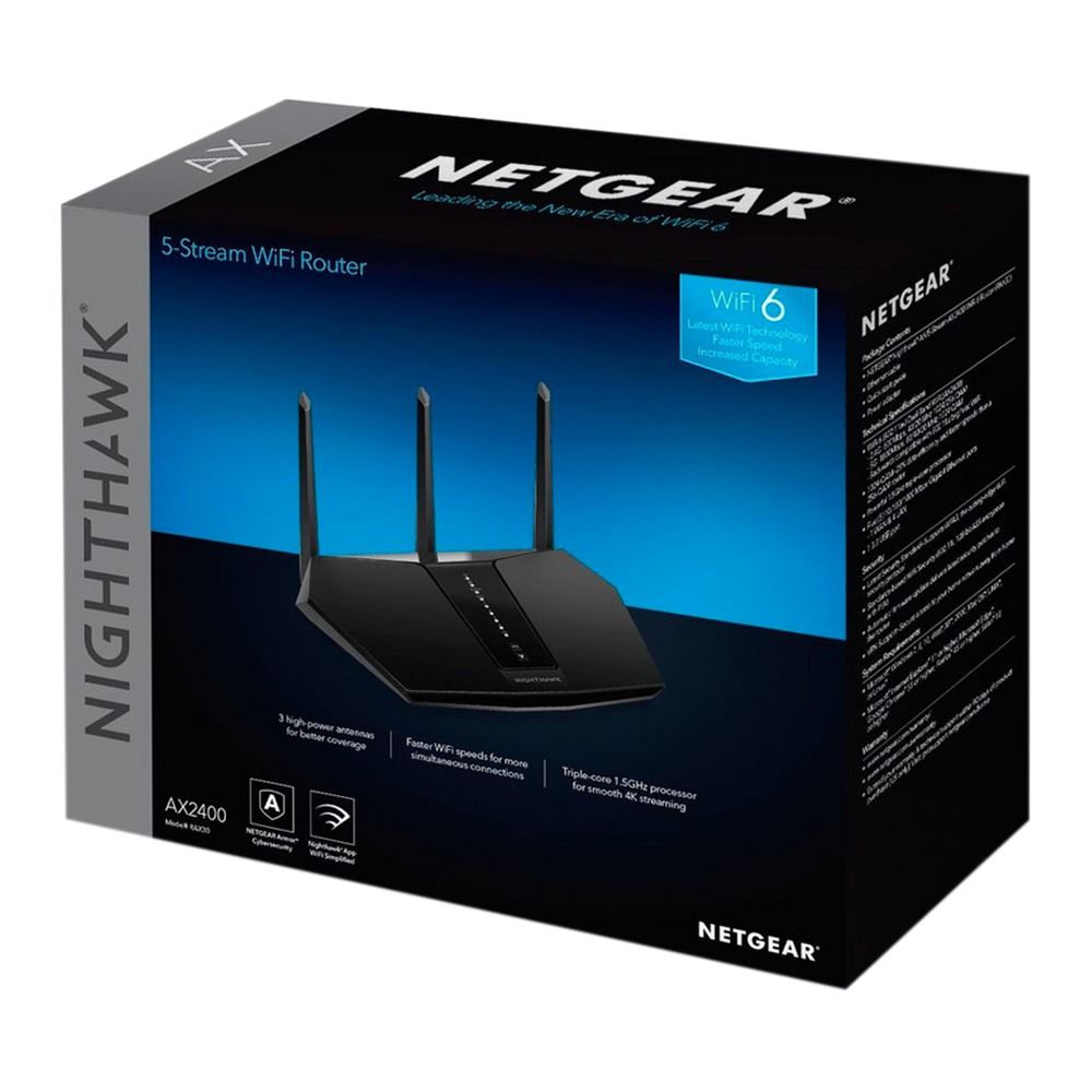 NETGEAR Nighthawk RAX30 - AX2400 WiFi 6 Dual-Band Gigabit Wireless Router - Micro Center