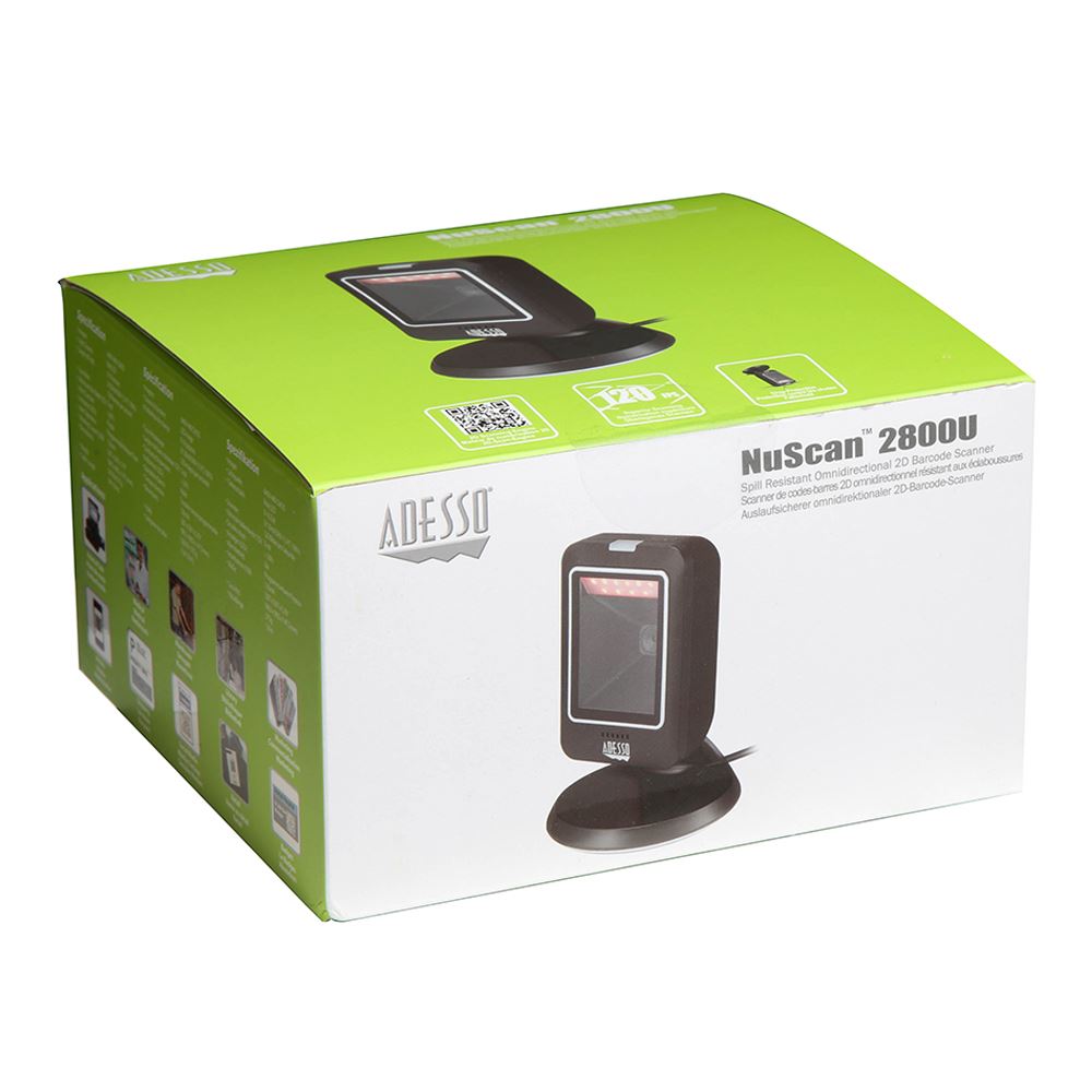Adesso NuScan 2800U Omnidirectional 2D Desktop Barcode Scanner USB POS ...