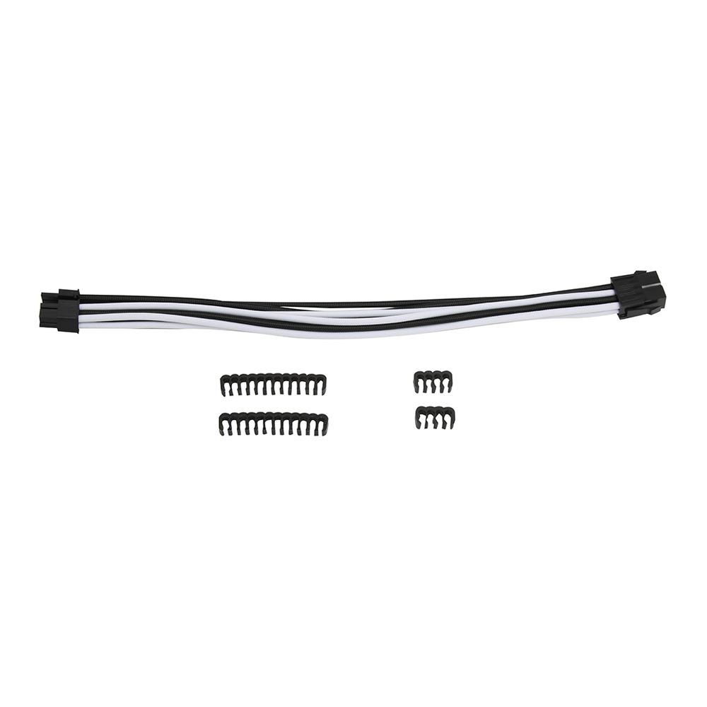 Inland PSU Sleeved Extension 8Pin - White/Black - Micro Center