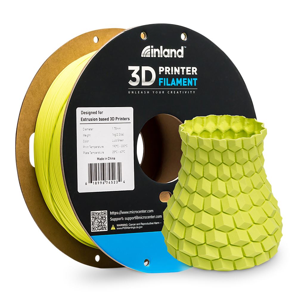 Inland 1.75mm PLA 3D Printer Filament 1kg (2.2 lbs) Cardboard Spool ...