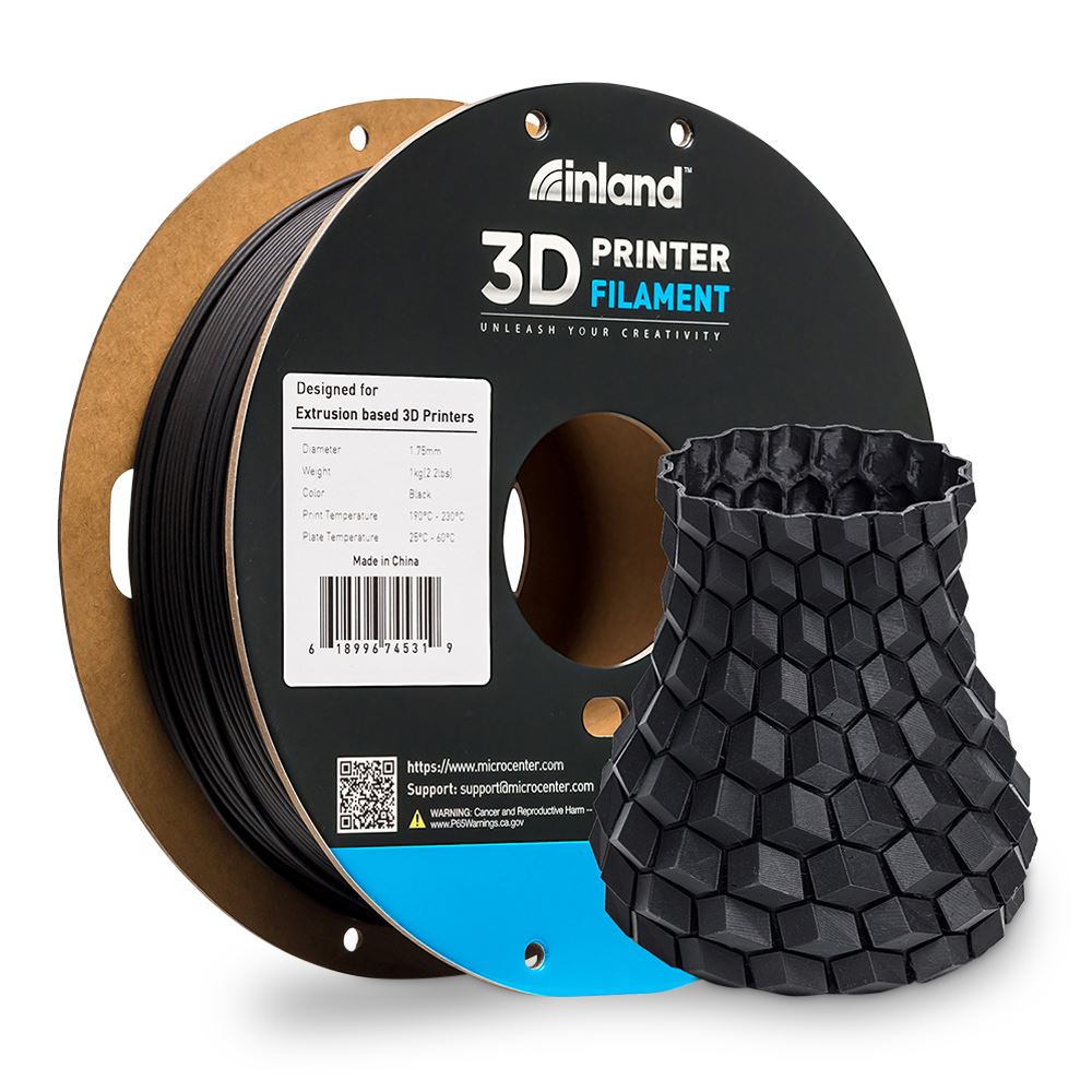 Inland 1.75mm PLA 3D Printer Filament 1kg (2.2 lbs) Cardboard Spool ...