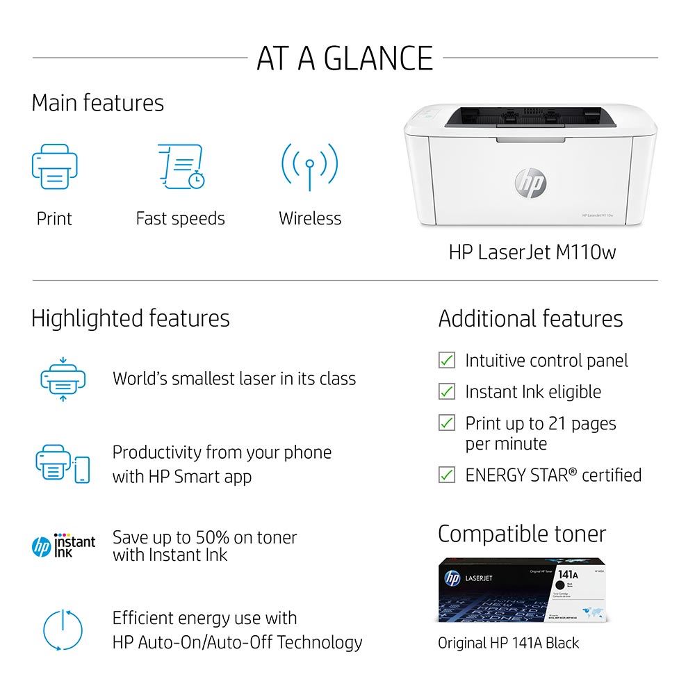 HP LaserJet M110w Wireless Black & White Printer - Micro Center