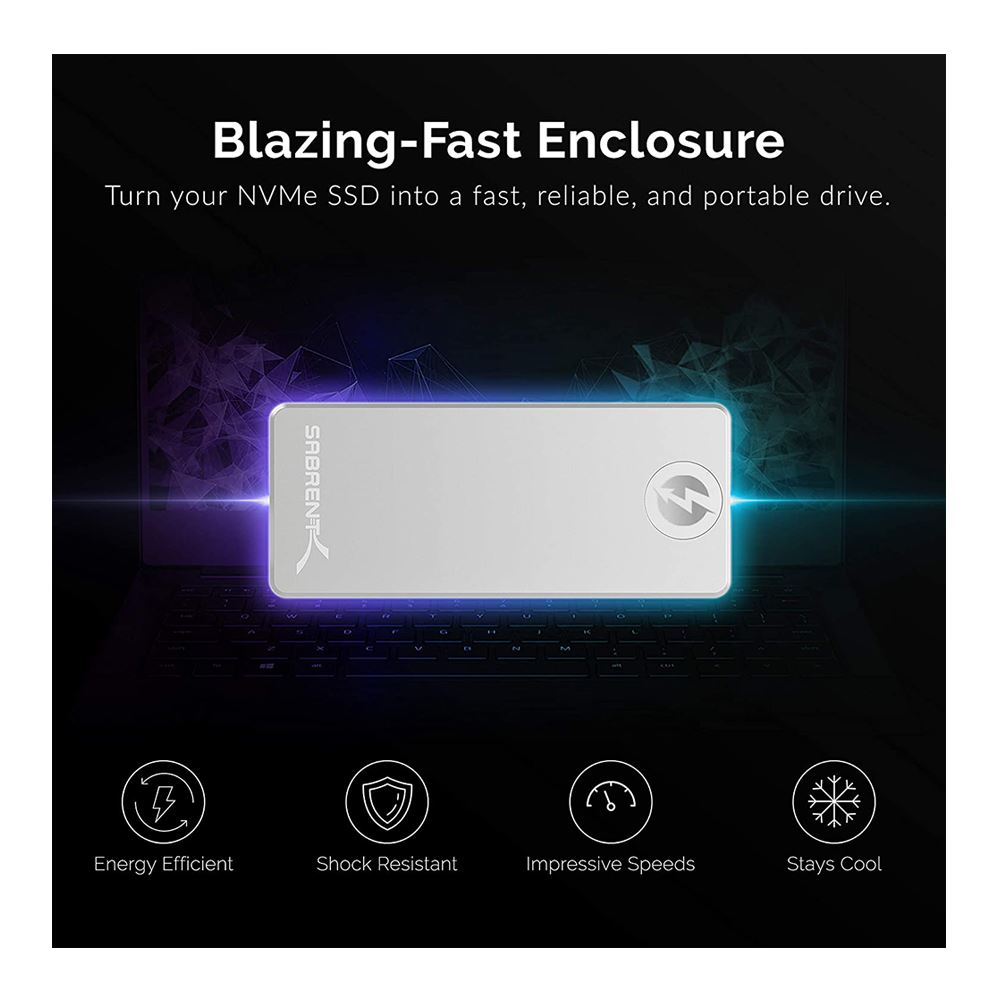 Sabrent Thunderbolt 3 Certified M.2 NVMe SSD Tool-Free Solid Aluminum ...