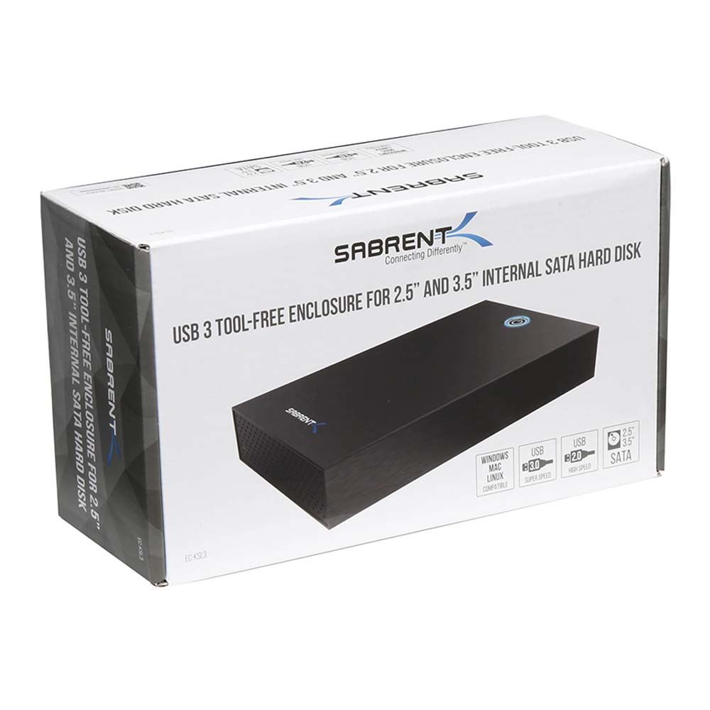 Sabrent USB 3.0 Tool-Free Enclosure for 2.5" and 3.5" Internal SATA ...