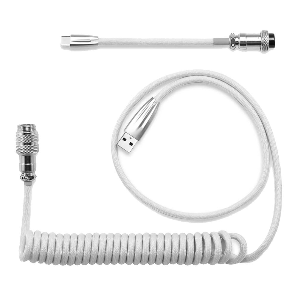 Redragon PC Gaming Coiled Cable - 5.28 Ft. (White) - Micro Center