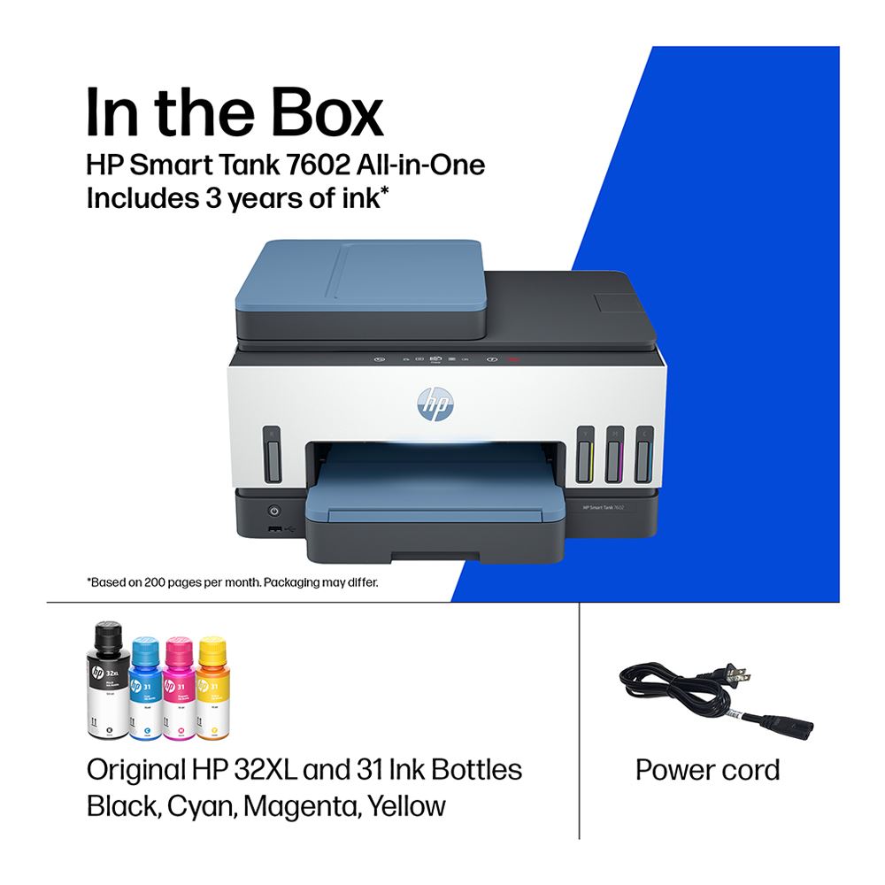 HP Smart Tank 7602 Wireless All-in-One Ink Tank Printer; with up to 2 ...