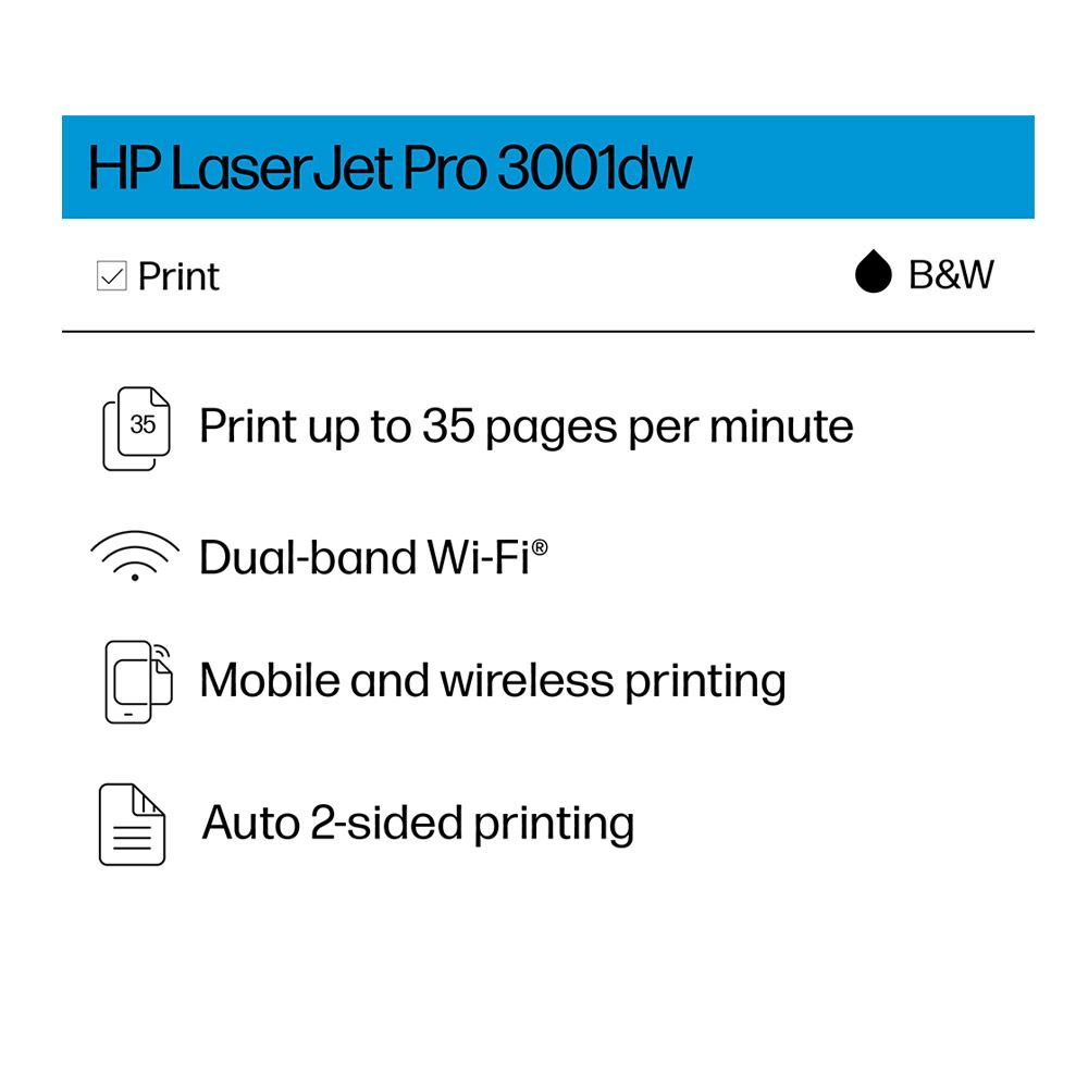 HP LaserJet Pro 3001dw Wireless Black & White Printer - Micro Center