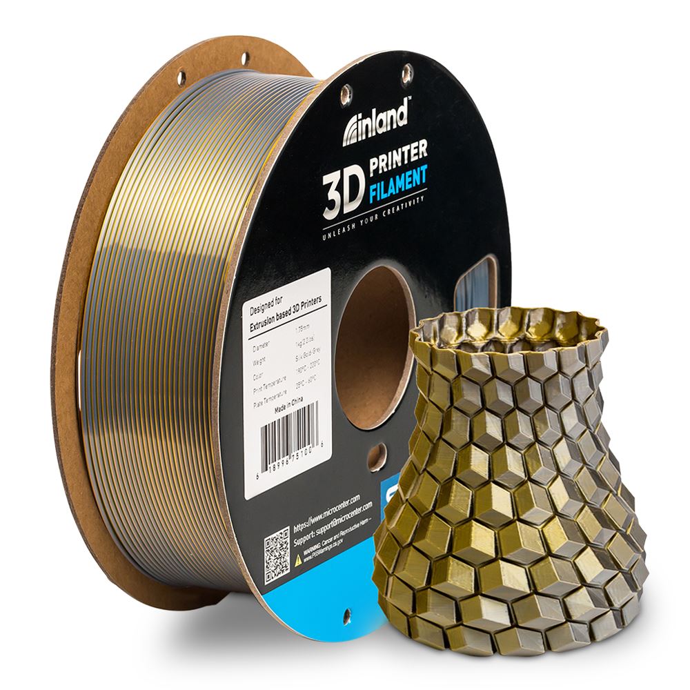 Inland 1.75mm PLA Dual Color Silk 3D Printer Filament 1kg (2.2 lbs ...