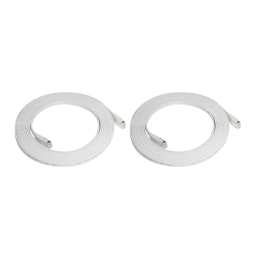 Inland 25 Ft. CAT 6 Flat Ethernet Cables 2-Pack - White - Micro Center