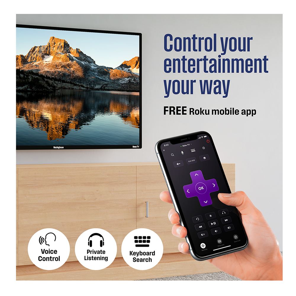 Westinghouse WR32HX2210 32" Class (31.5" Diag.) HD Smart LED TV; Roku Built In; Voice Control ...