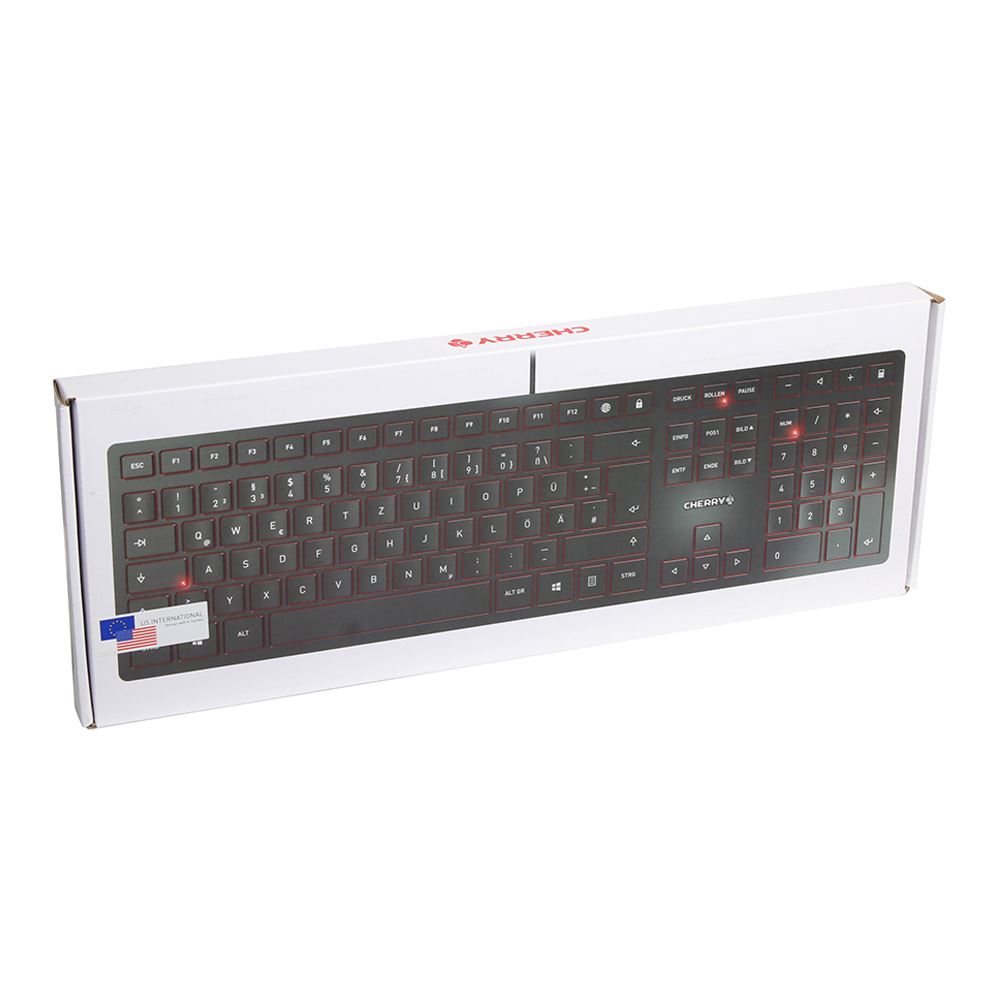 Cherry KC 6000 SLIM JK-1600EU-2 Wired Slim Keyboard - Black/Red - Micro ...