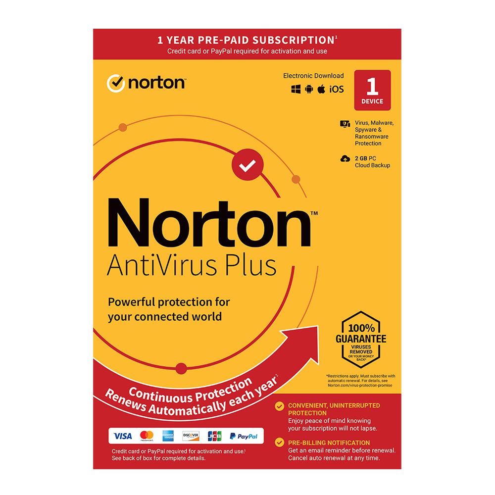 Norton Antivirus Plus - 1 Device - 1 Year Subscription; Antivirus ...