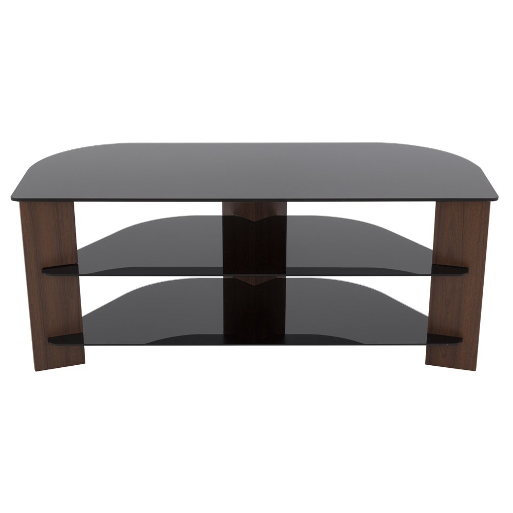 AVF TV Stand for TVs up to 55 inch. Walnut and Black Glass - Micro Center