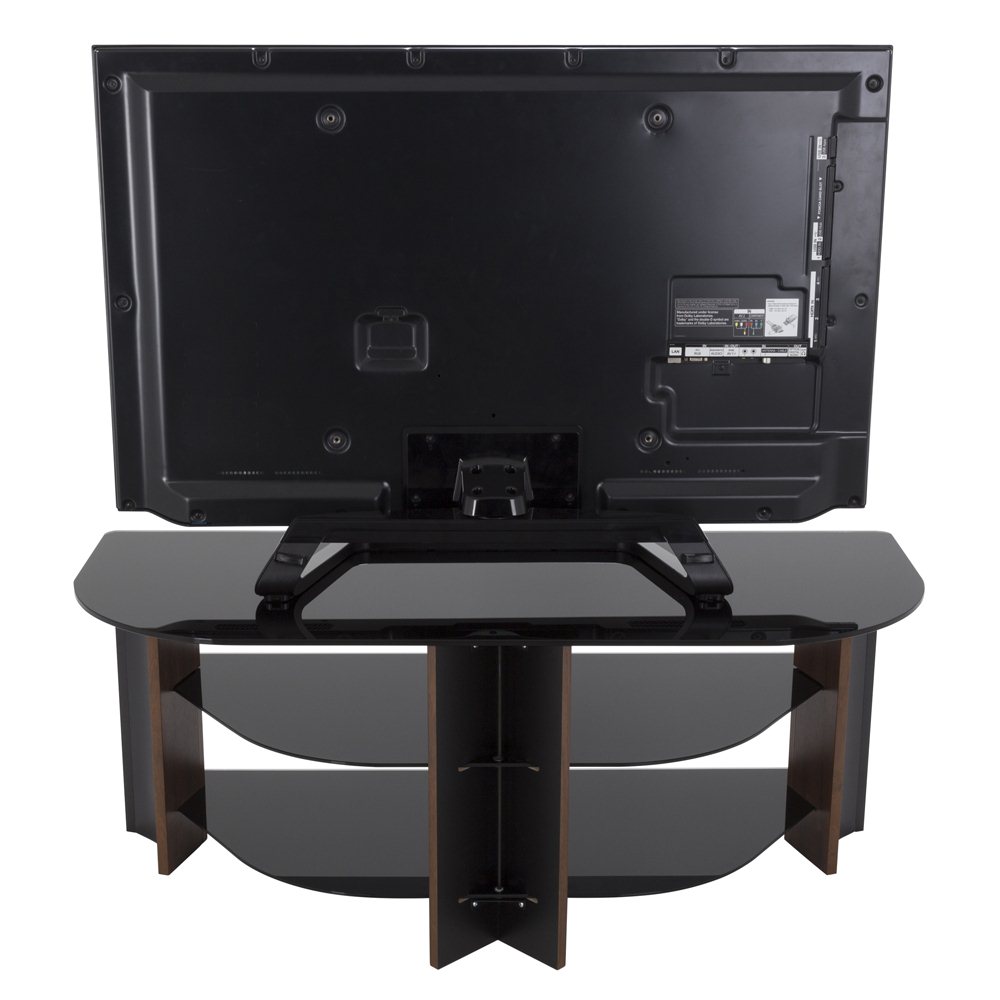 AVF TV Stand for TVs up to 55 inch. Walnut and Black Glass - Micro Center