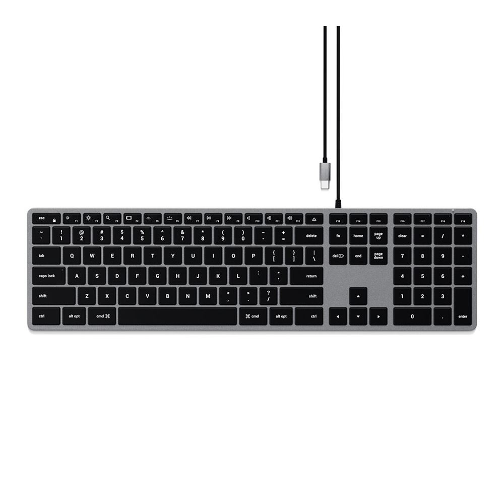 Satechi Slim W3 Wired Backlit Keyboard with Numeric Keypad - Illuminated Keys & Built-in USB-C ...