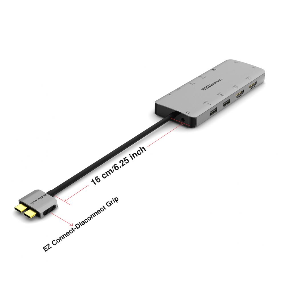 EZQuest Inc. Ultimate USB-C Multimedia Hub Adapter 13 Ports with Power ...