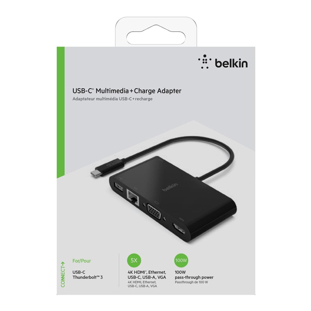 Belkin USB-C Multimedia Adapter (USB-C Hub w/VGA, 4K HDMI, USB 3.0 ...