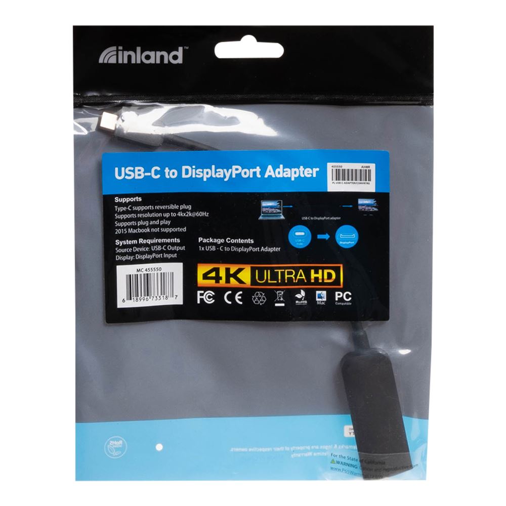 Inland USB 3.1 (Gen 2 Type-C) Male to DisplayPort Female 4K Adapter ...