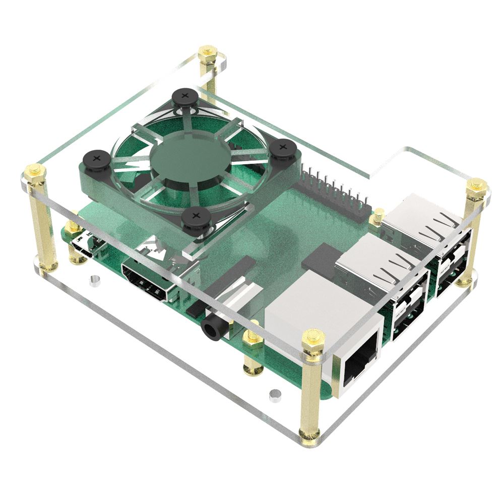 Micro Connectors Acrylic Stackable Raspberry Pi Case with Fan - Micro ...