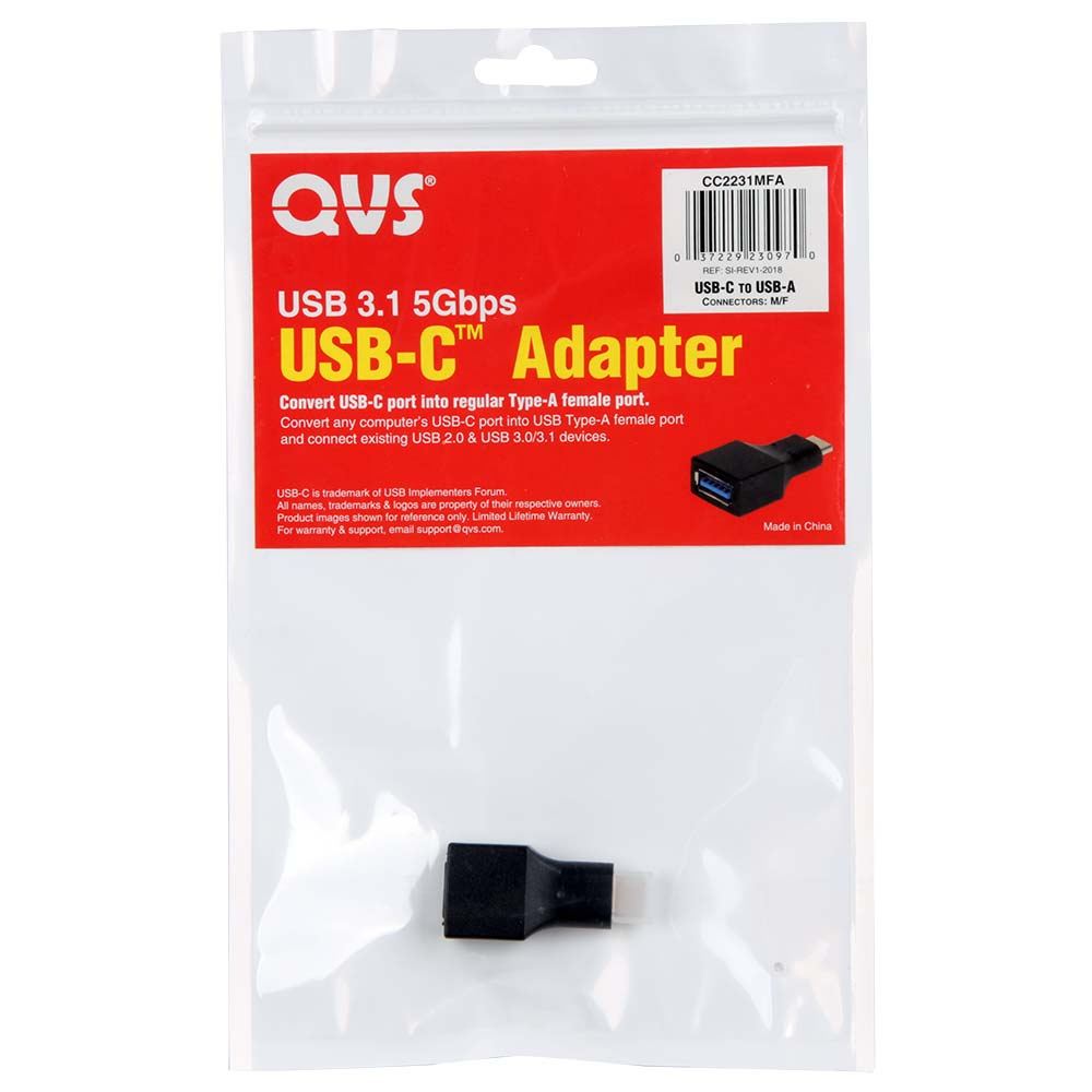 QVS USB 3.1 (Gen 1 Type-C) Male to USB 3.1 (Gen 1 Type-A) Female ...