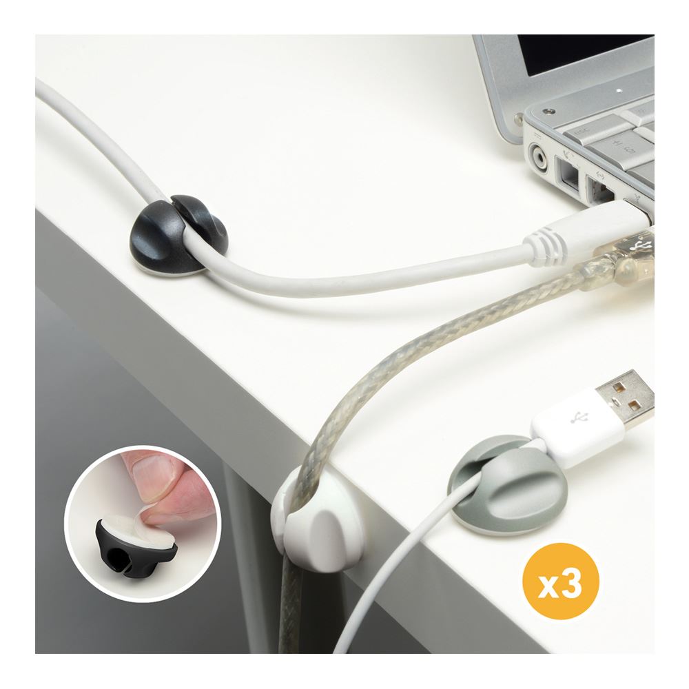 D-Line Cable Organizer Kit incl. Wrap, Clips, Bands & Bases - White ...