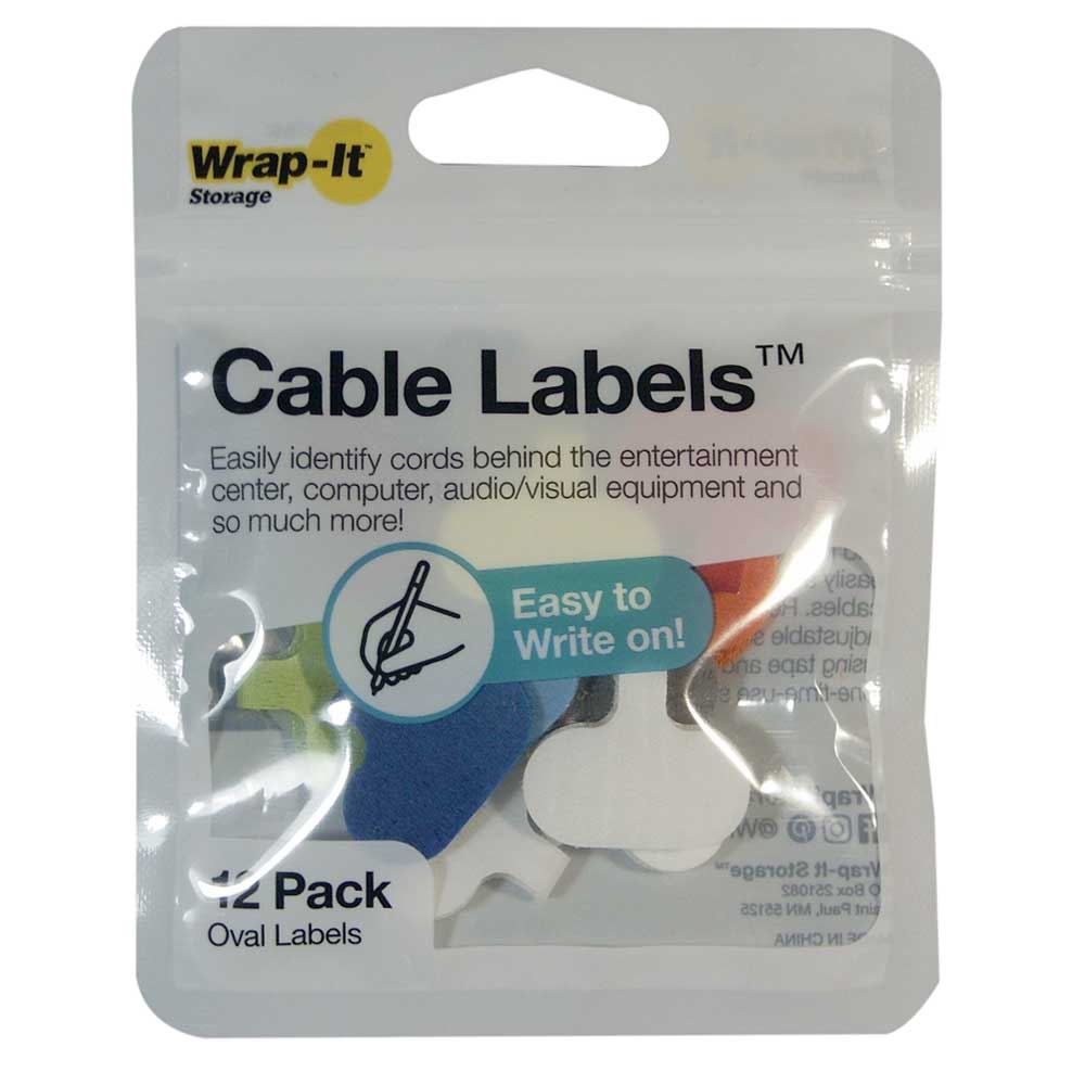Wrap-It Cable Labels 12 pack Oval - Multicolor - Micro Center
