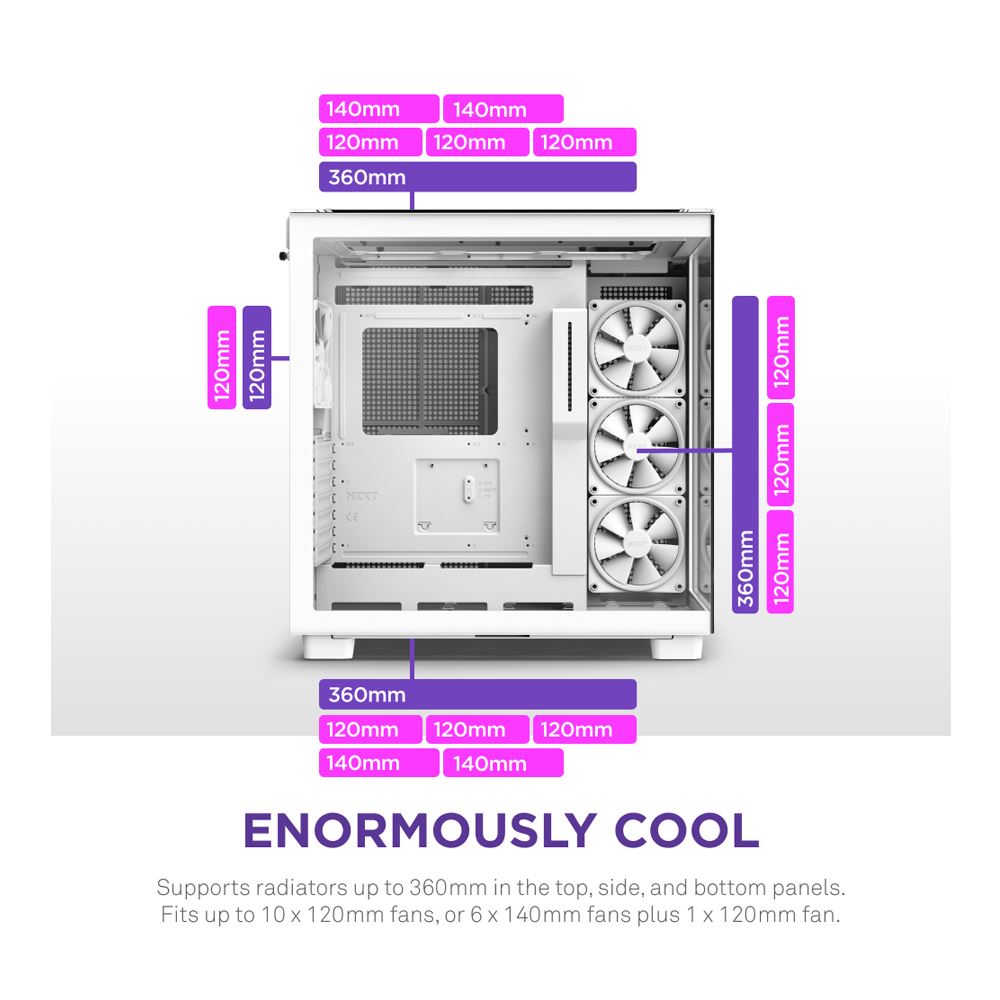 NZXT H9 Elite Tempered Glass ATX Mid-Tower Computer Case - White ...