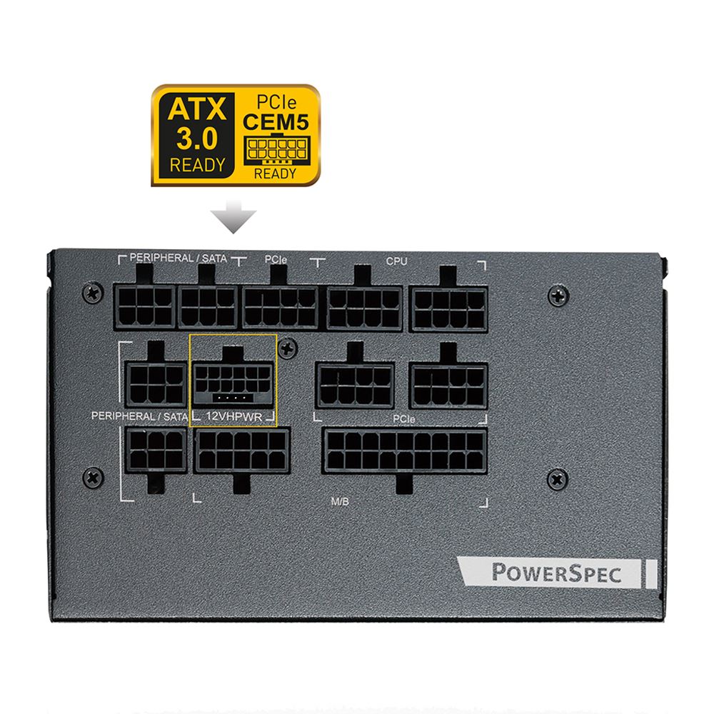 PowerSpec 1050W Power Supply 80 Plus Gold Certified Fully Modular ATX ...