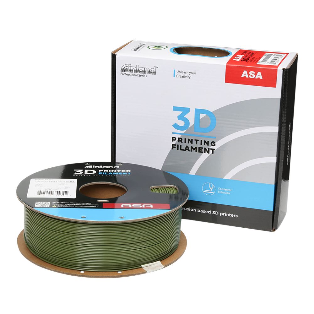 Inland 1.75mm Army Green ASA 3D Printer Filament - 1kg Spool (2.2 lbs ...