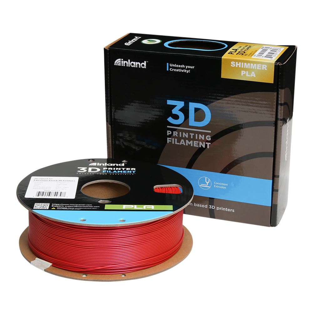 Inland 1.75mm PLA Shimmer 3D Printer Filament 1kg (2.2lbs) Spool - Red ...