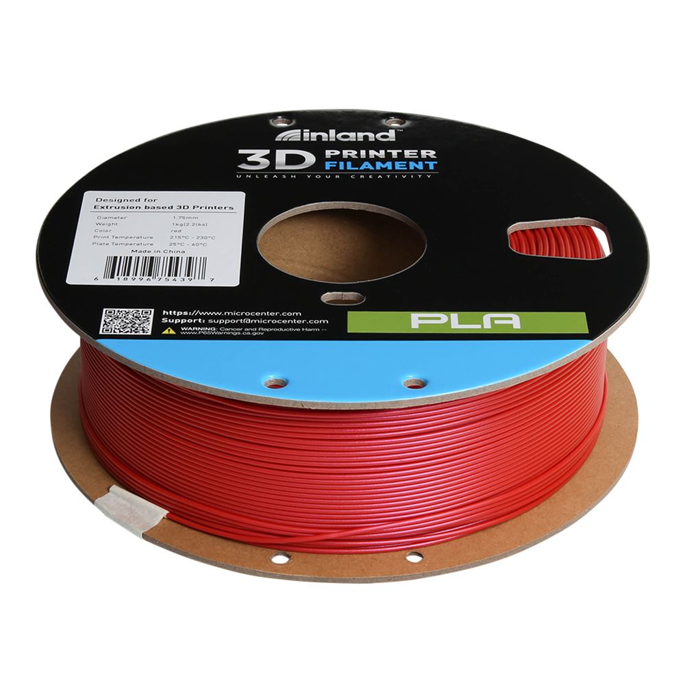 Inland 1.75mm PLA Shimmer 3D Printer Filament 1kg (2.2lbs) Spool - Red ...