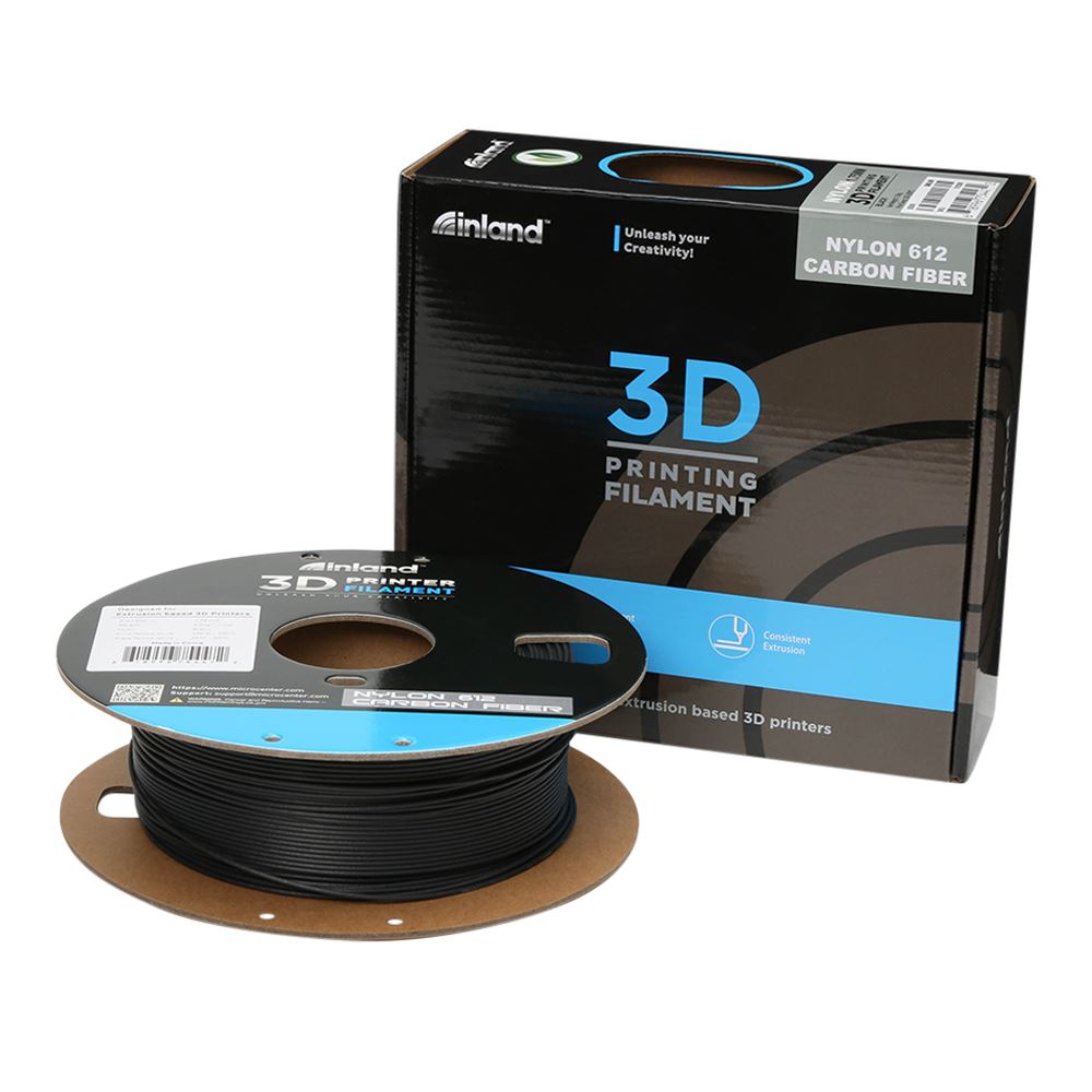 Inland 1.75mm Nylon 3D Printer Filament 0.5 kg (1.1 lbs.) - Black ...