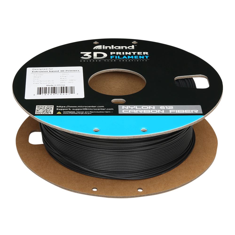 Inland 1.75mm Nylon 3D Printer Filament 0.5 kg (1.1 lbs.) - Black ...