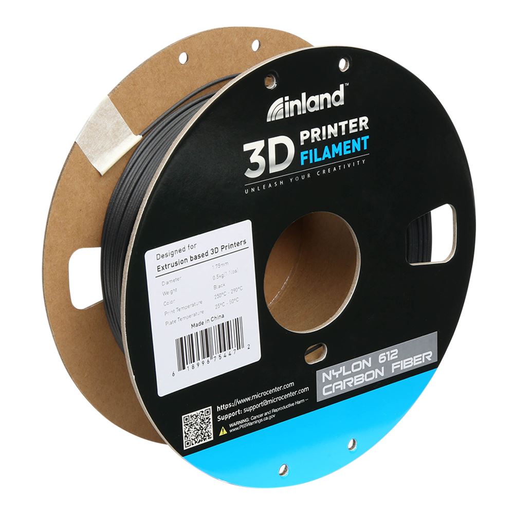 Inland 1.75mm Nylon 3D Printer Filament 0.5 kg (1.1 lbs.) - Black ...