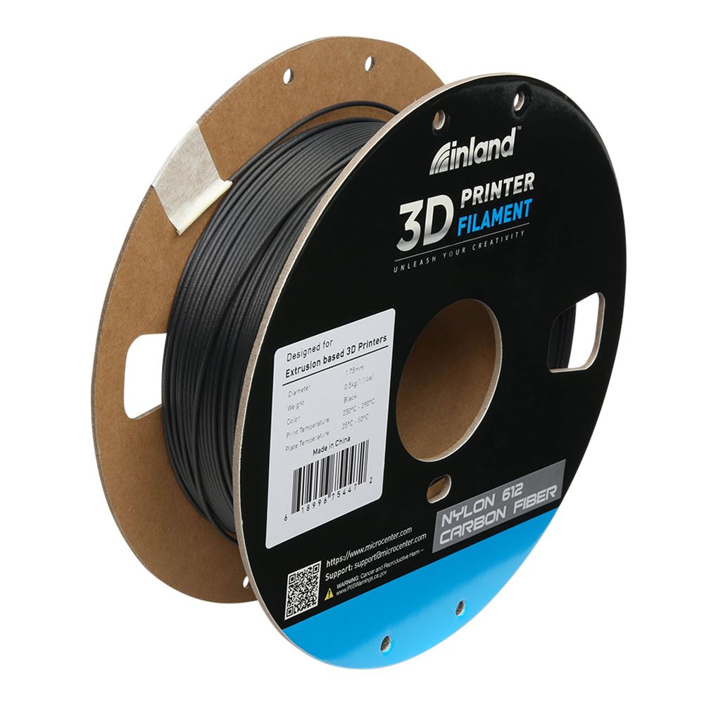 Inland 1.75mm Nylon 3D Printer Filament 0.5 kg (1.1 lbs.) - Black ...