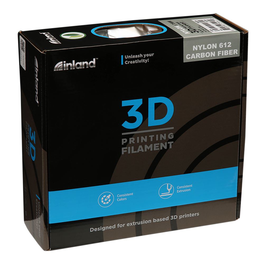 Inland 1.75mm Nylon 3D Printer Filament 0.5 kg (1.1 lbs.) - Black ...