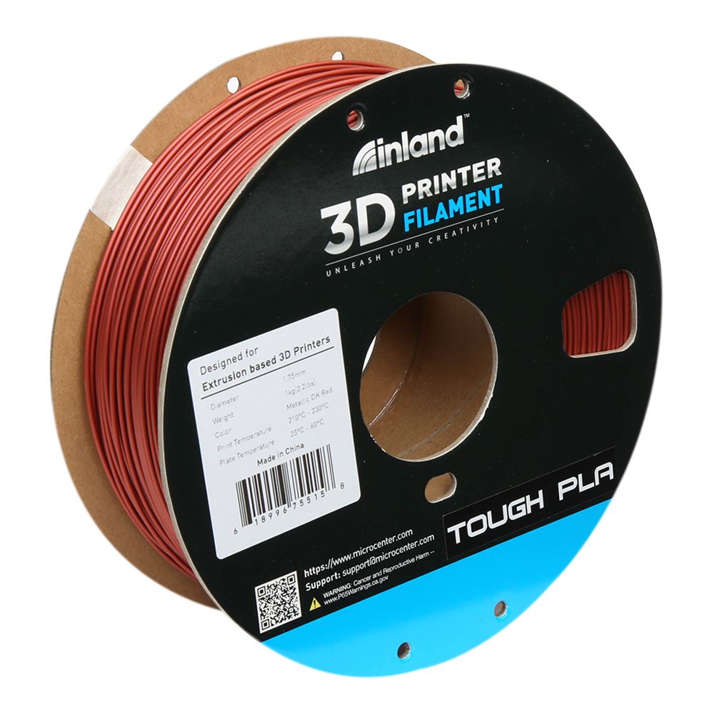 Inland 1.75mm Metallic Dark Red Tough PLA 3D Printer Filament - 1kg ...