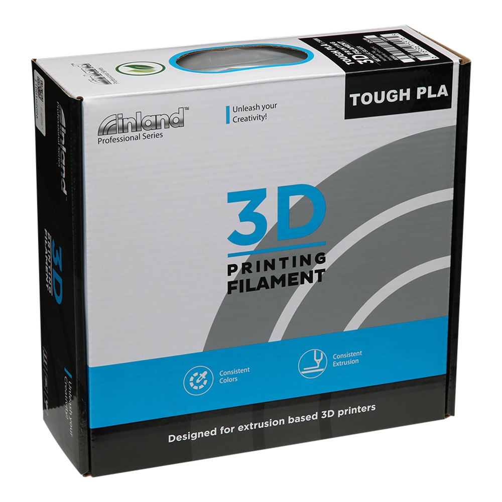Inland 1.75mm Metallic Silver Tough PLA 3D Printer Filament - 1kg Spool ...