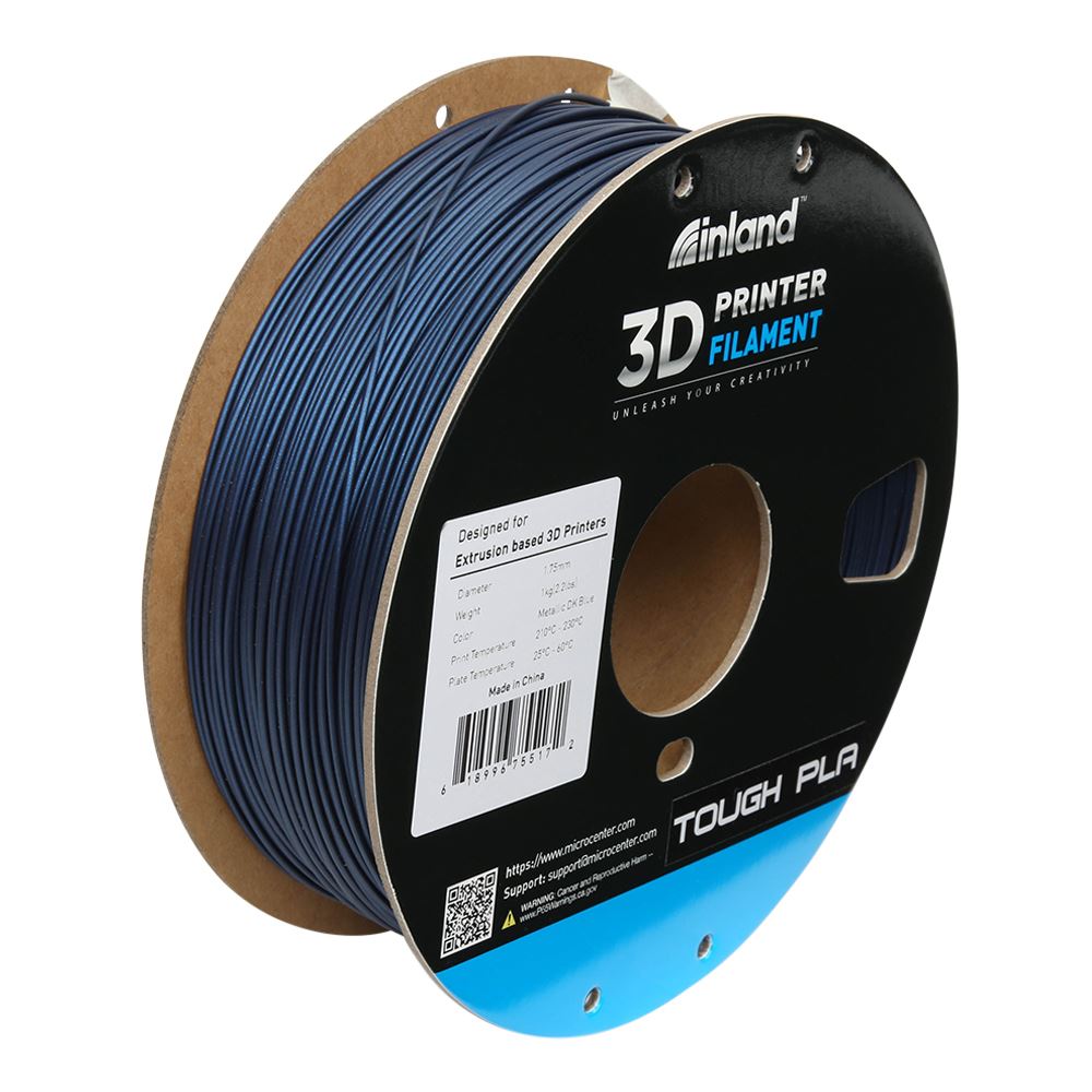 Inland 1.75mm Metallic Blue Tough PLA 3D Printer Filament - 1kg Spool ...