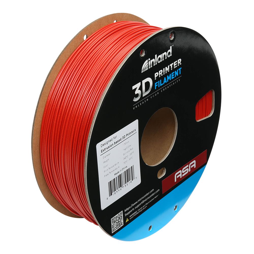 Inland 1.75mm Sparkle Red ASA 3D Printer Filament - 1kg Spool (2.2 lbs ...