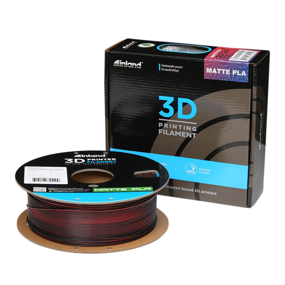 Inland 1.75mm Black-Red PLA 3D Printer Filament - 1kg Spool (2.2 lbs ...