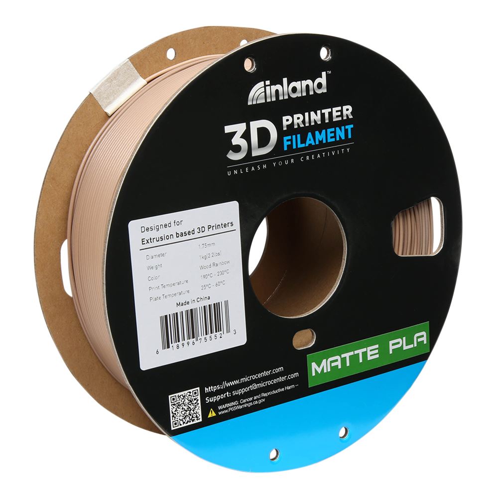 Inland 1.75mm Wood Rainbow PLA 3D Printer Filament - 1kg Spool (2.2 lbs ...