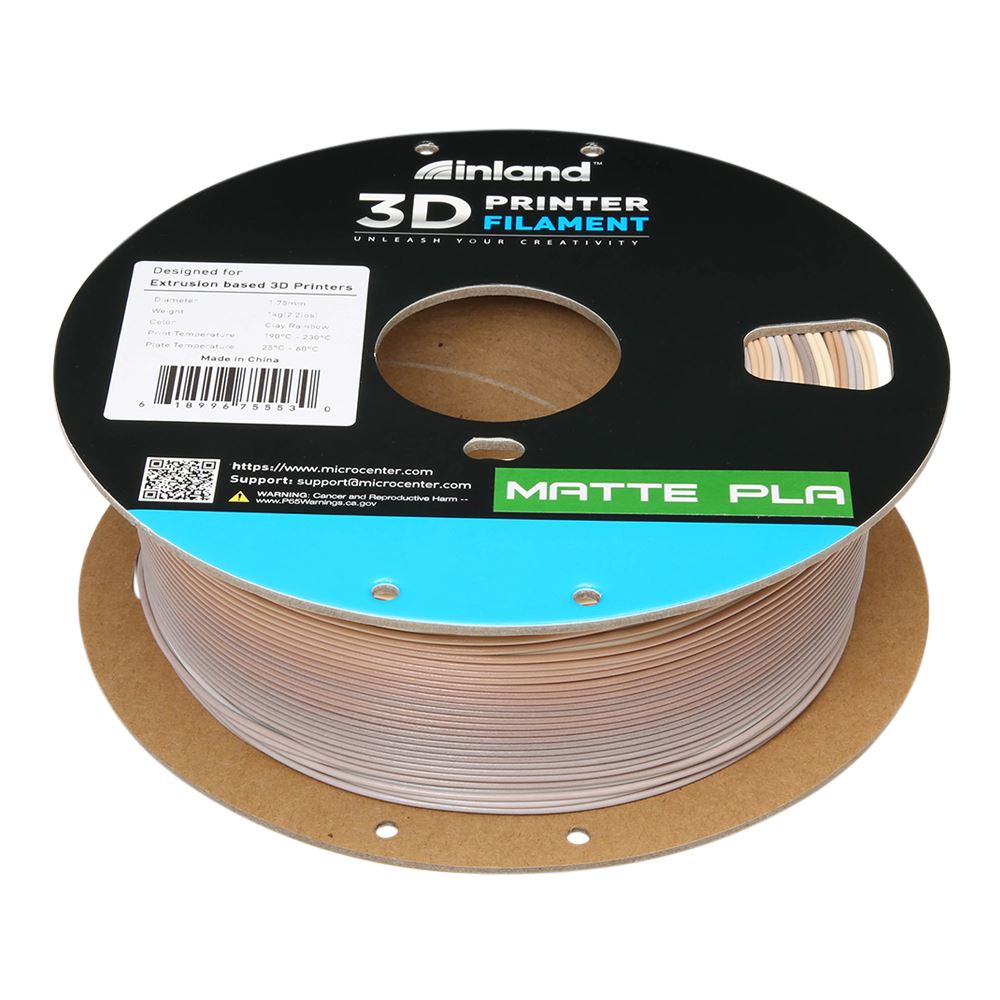 Inland 1.75mm Clay Rainbow Matte PLA 3D Printer Filament - 1kg Spool (2 ...