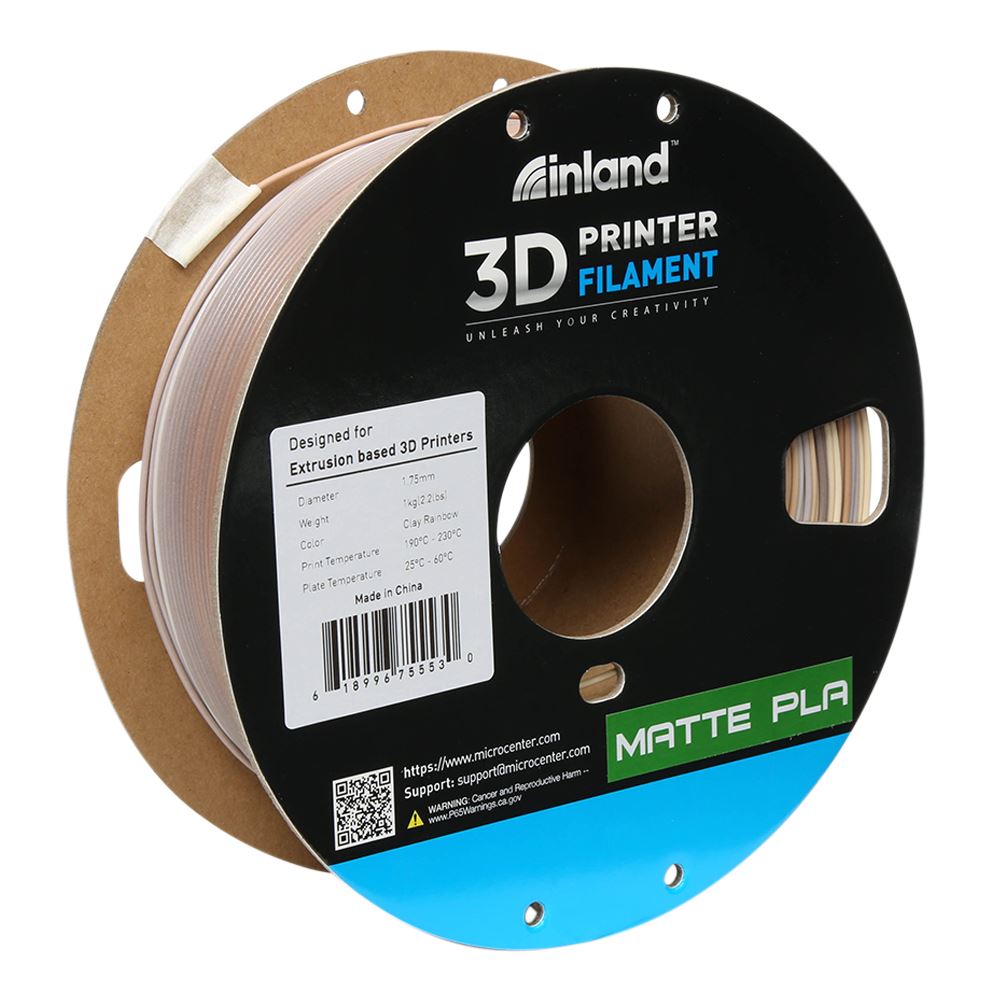 Inland 1.75mm Clay Rainbow Matte PLA 3D Printer Filament - 1kg Spool (2 ...