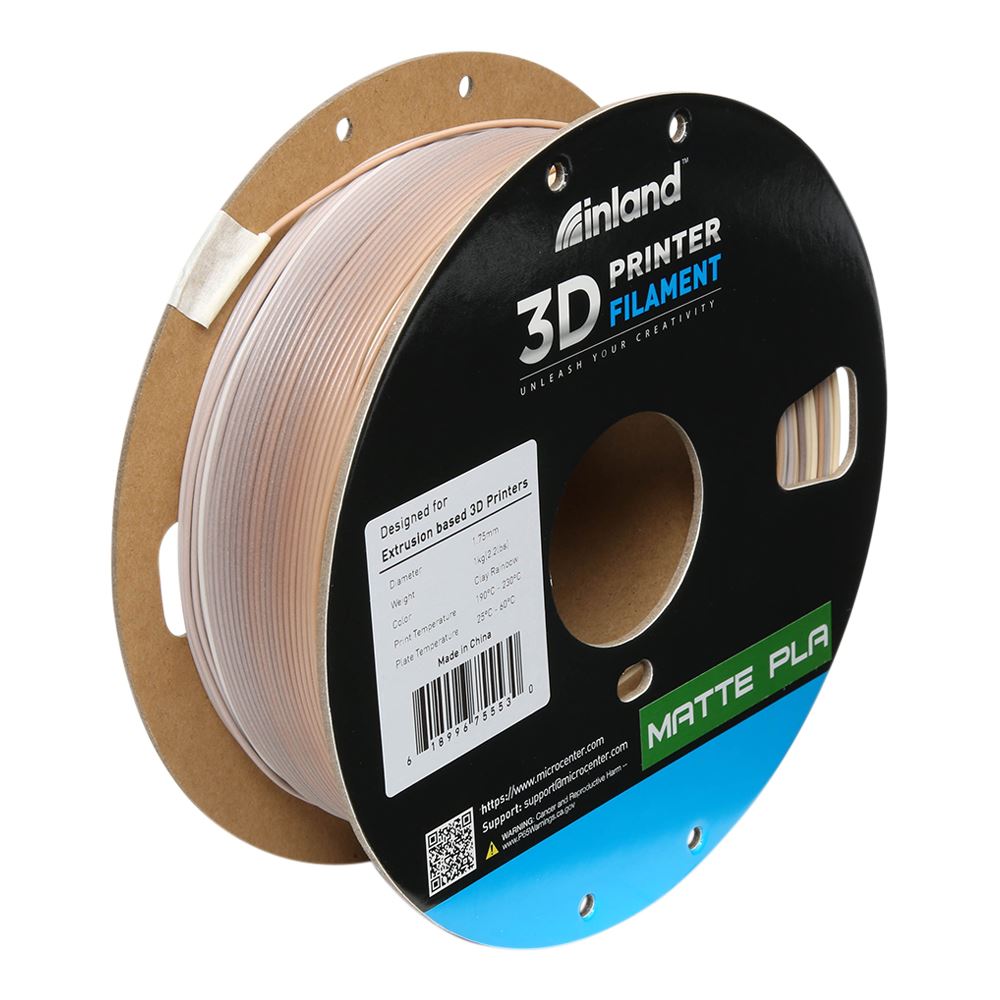 Inland 1.75mm Clay Rainbow Matte PLA 3D Printer Filament - 1kg Spool (2 ...