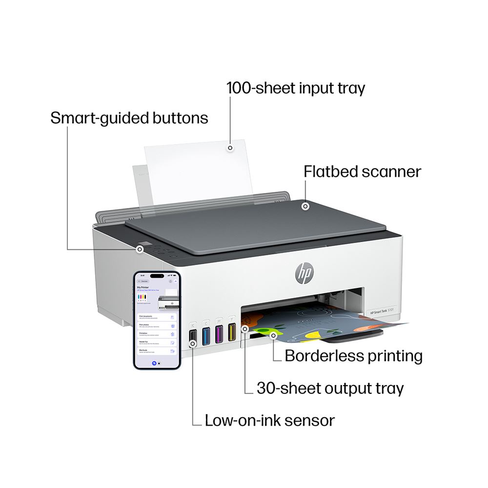 HP Smart Tank 5101 Wireless All-in-One Ink Tank Printer; with up to 2 ...