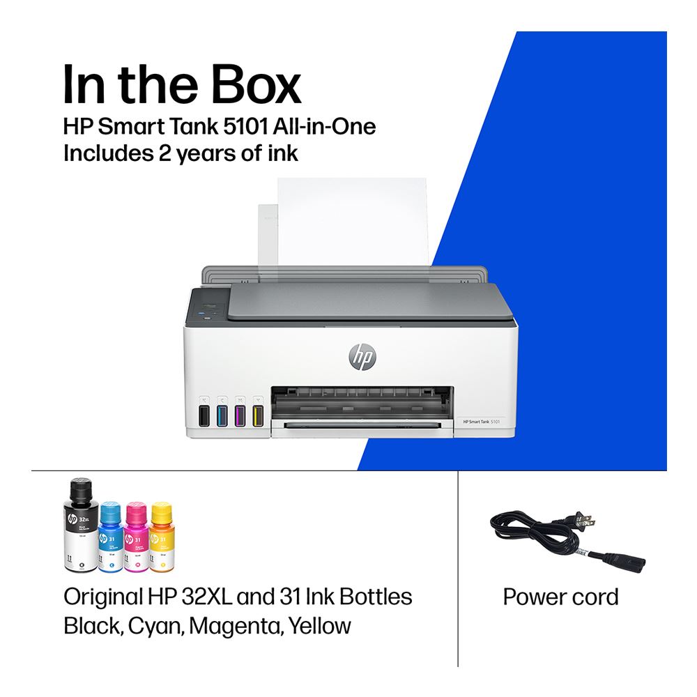 HP Smart Tank 5101 Wireless All-in-One Ink Tank Printer; with up to 2 ...